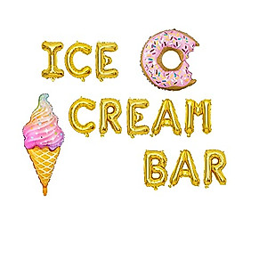 KUNGOON Ice Cream Bar Balloons Decorations,Summer Ice Cream and Donut Balloons Kit for Birthday Baby Shower Wedding Party Decorations.