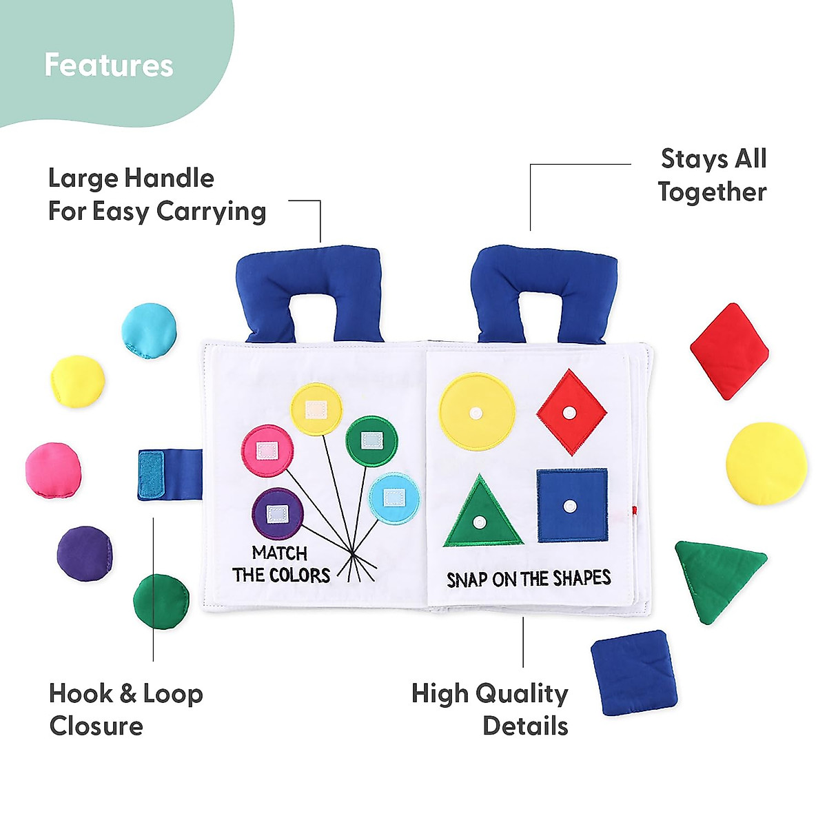 The Peanutshell Quiet Book for Toddlers | Travel Toy & Educational Busy Book | Wash Bag Included