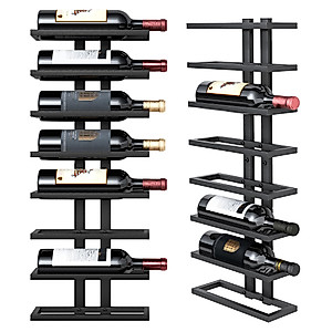 Hoctieon 8 Tier Wall Mount Wine Rack, Metal Wine Rack for Wall, Wall Wine Racks for Wine Bottles, Wine Display for Wall Mounted, Black Metal Wine Rack Wall Mounted, Black