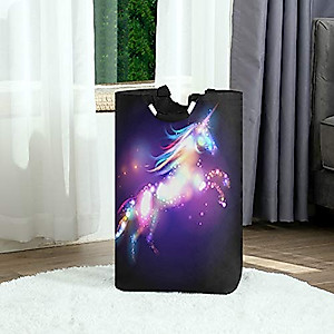 ALAZA Unicorn Starry Star Rainbow Laundry Basket Hamper Large Storage Bin with Handles for Gift Baskets, Bedroom, Clothes