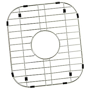MONSINTA Kitchen Sink Grid and Sink Protectors, Stainless Steel Sink Grids for Bottom of Kitchen Sink, 12 5/8'' x 14 5/16'' with Center Drain for Double Sink Bowl