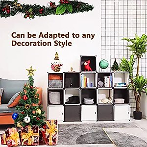 Wooden Cube Storage Organizer, 4-Cube Storage with Door, Sturdy and Durable Cube Bookshelf, Cube Shelf, with Anti-Toppling Device, Easy to Assemble, an Idea for Kitchen, Living Room, Bedroom