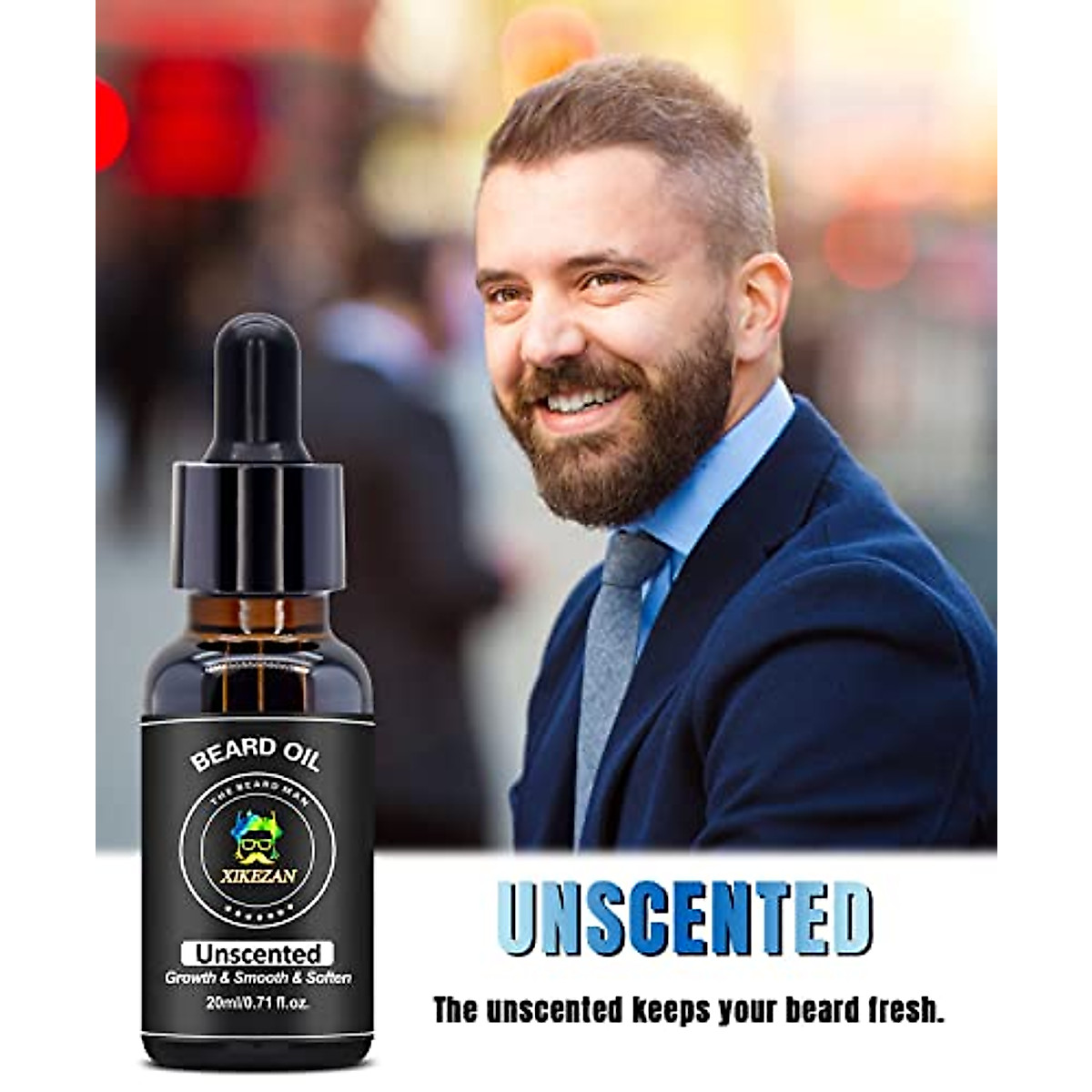 Beard Oil 5 Pack w/Unscented,Cedarwood,Sandalwood,Vanilla,Orange,Christmas Stocking Stuffers Fathers Valentines Day Gifts for Men Him Dad Boyfriend Husband,Beard Growth,Soften,Moisturizing,Strength