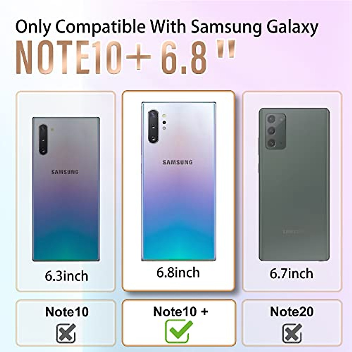 Likiyami (3in1 for Samsung Galaxy Note 10 Plus Case Heart Women Girls Cute Girly Aesthetic Trendy Luxury Pretty with Loop Phone Cases Black and Gold Plating Love Hearts Cover+Screen+Chain -6.8 inch