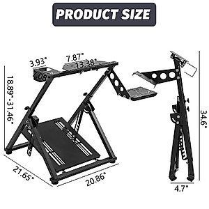 Hottoby Racing Simulator Cockpit Frame Adjustable Thick Circular Tube Fit for Logitech/Thrustmaster G29,G920,G923, T300RS race car seat Flexible Use of Legs,No Steering Wheel,Pedal,Shifter,Seat
