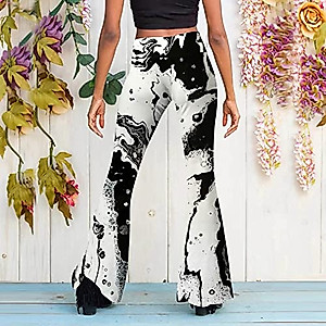 HCNTES Yoga Pants Women Leggings for Women Fashion Womens Tummy Control Flare Leggings Print High Waist Wide Leg Yoga Pants Work Pants for Women Womens Fall Fashion 2023 Black