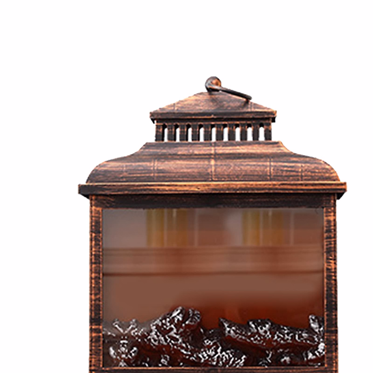 Backbayia 3D Hanging Flameless Lantern Retro Style Decorative Night Lamp for Home Living Room Garden Office (31x15.5x48cm)