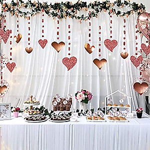 Glitter Red Heart Garland Decorations Hanging Garlands Streamer Banner Backdrop Valentines Mother's Day Wedding Anniversary Engagement Birthday Party Supplies