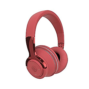CENGNIAN Wireless Active Noise Cancelling Headphones 5.1, Subwoofer Over Ear Bluetooth Headphones, Hi-Res Audio Deep Bass Memory Foam Ear Cups for Travel Home Office (Red)