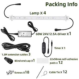 Litever Grow LED Light Strip Kits for Plants, 45W, Full Spectrum White Grow Lights, Easy Installation. Good for Indoor Plant Grow Shelf, Greenhouse, Grow Cabinets