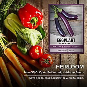 Eggplant Seeds for Planting - (Long Purple) is A Great Heirloom, Non-GMO Vegetable Variety- 500 mg Seeds Great for Outdoor Spring, Winter and Fall Gardening by Gardeners Basics