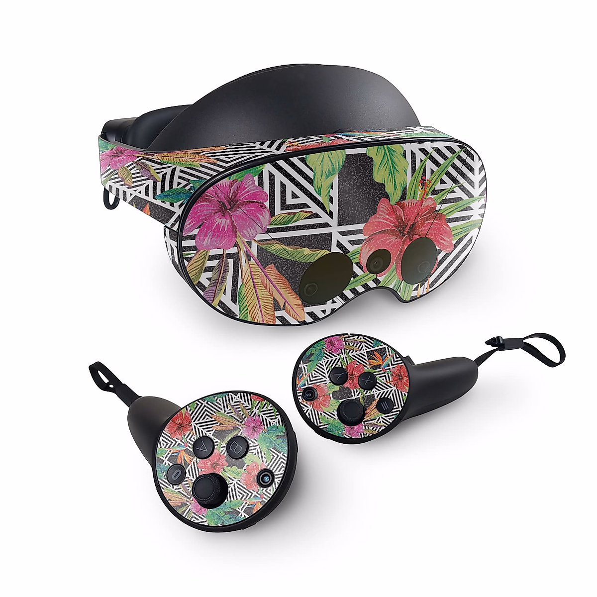 MightySkins Glossy Glitter Skin Compatible with Meta Quest Pro - Pop Hibiscus | Protective, Durable High-Gloss Glitter Finish | Easy to Apply, Remove, and Change Styles | Made in The USA