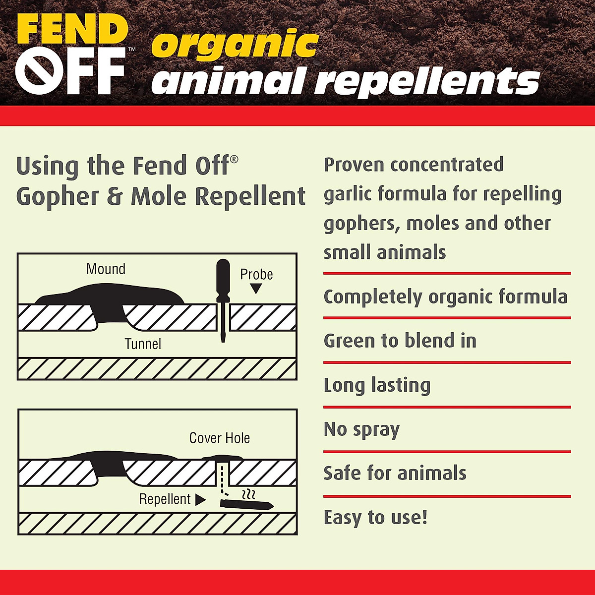 Luster Leaf Fend Off Mole and Gopher Organic Odor Tubes, White, 12 pack