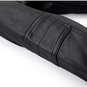 LOKTARC Boys Girls Spring Moto Faux Leather Jackets with Oblique Zipper Black 10-11 Years/Size 140