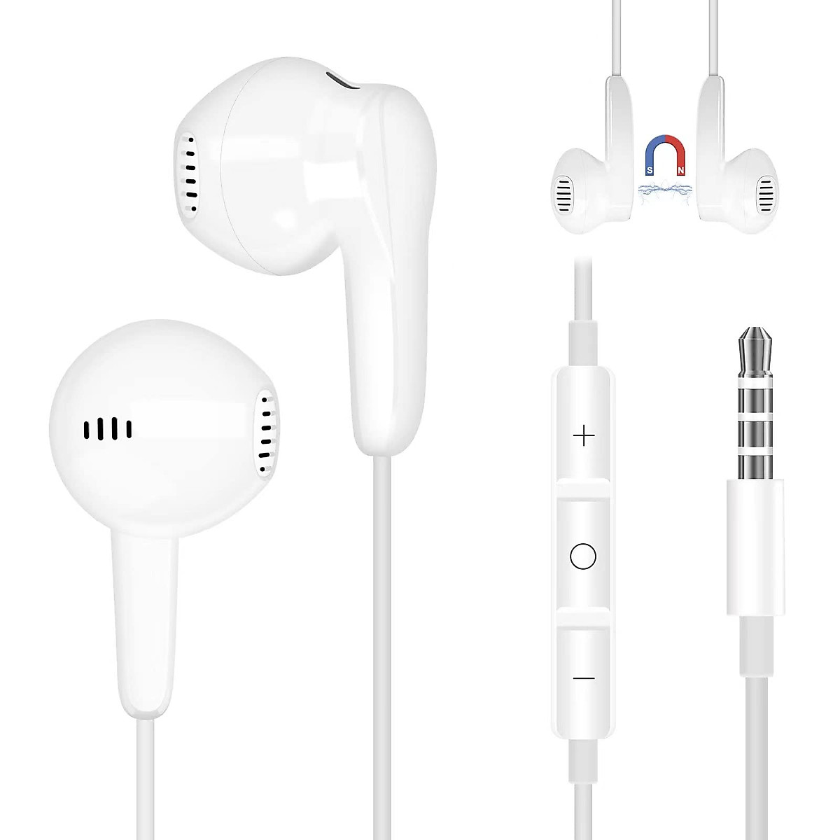 ANLINKSHINE 3.5mm Wired in-Ear Gaming Earphones, Headset with Microphone and Volume Control, Stereo Earbuds Compatible with Xbox Series X, Series S, Xbox One, PS5, PS4, Switch (White)