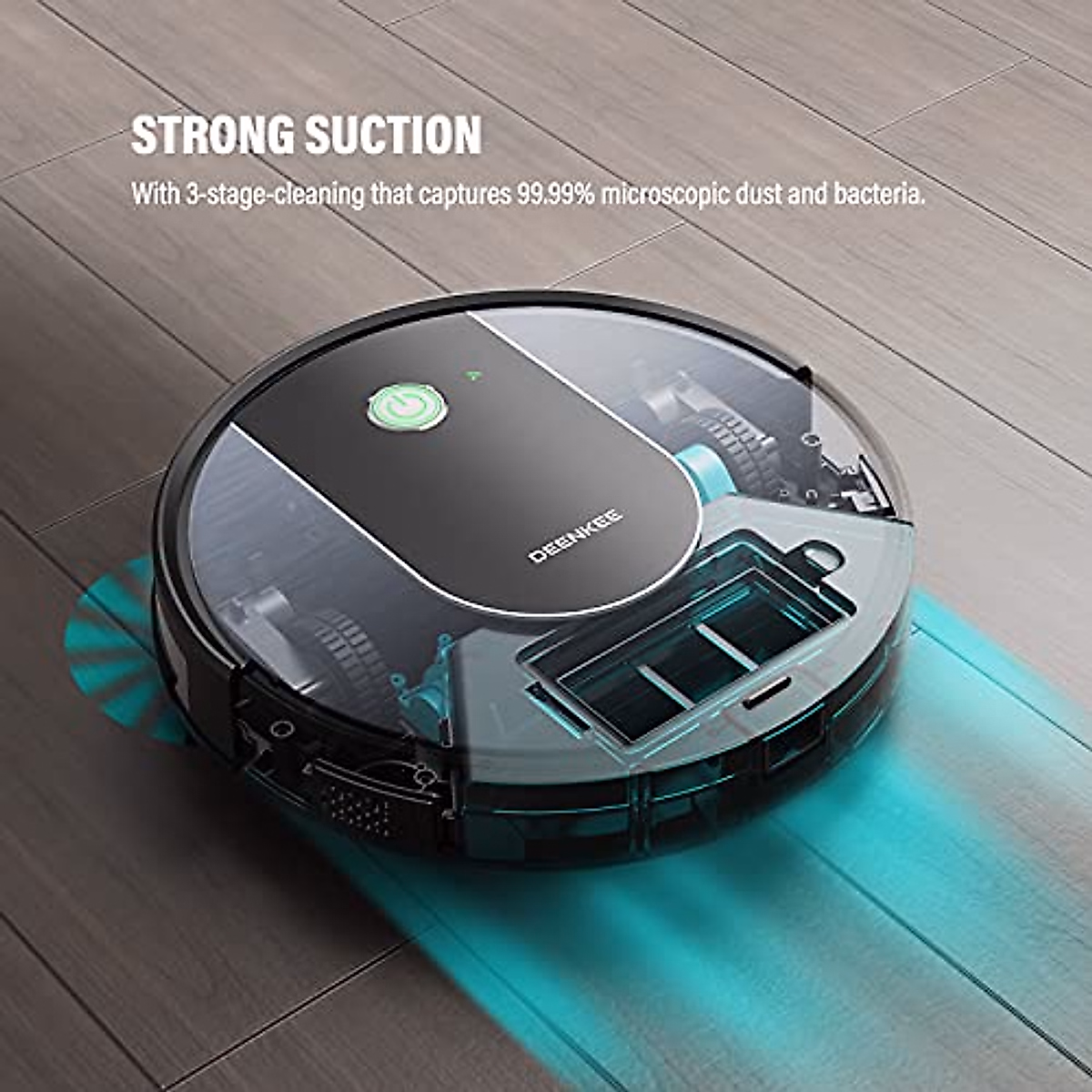 Deenkee Robot Vacuum, Wi-Fi/App/Alexa Robot Vacuum Cleaner,1600 Pa Suction and 120 Mins Runtime for Pet Hair, Hard Floors,Carpets (6 Cleaning Modes,Smart Navigation&Sensor,Self-Charging,Quiet &Slim)