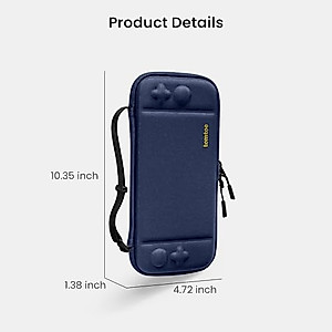 tomtoc Slim Carrying Case for Nintendo Switch / OLED Model, Protective Switch Sleeve with 10 Game Cartridges, Hard Portable Travel Case, with Original Patent and Military Grade Protection, Ink Blue