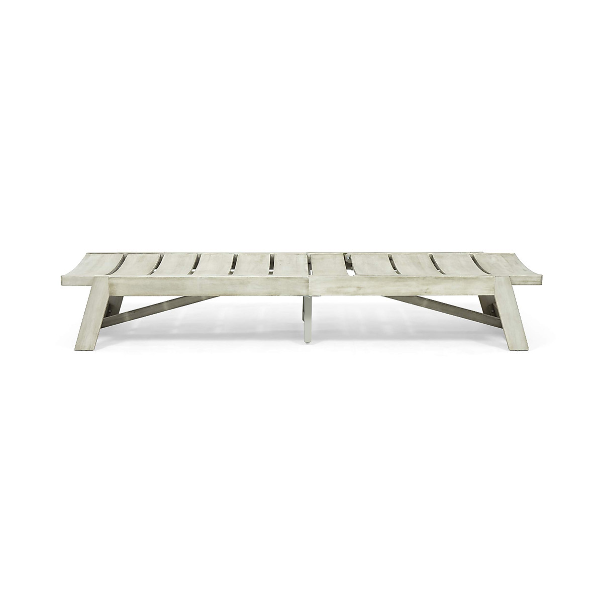 GDFStudio Outdoor Wood and Iron Chaise Lounge, Light Gray and Gray
