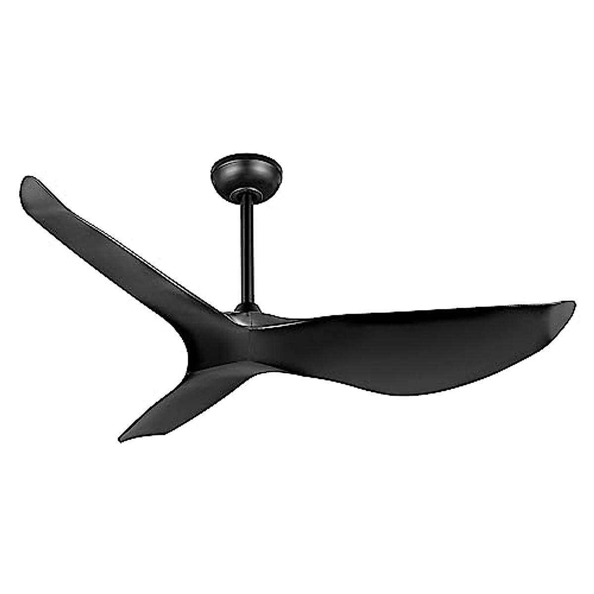 LEDLUX 52" Ceiling Fan no Light, 6 Speed Remote Control, Noiseless Reversible DC Motor, Modern 3 ABS Blades Ceiling Fan with 4.5"/12" Downrods for Bedroom/Living Room/Kitchen Black