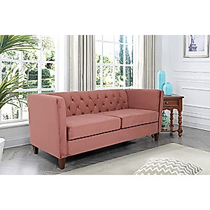 US Pride Furniture Modern Style High Density Foam Rose Velvet Button-Tufted 2 PC Living Room Set with Removable Cushion & Solid Wood Legs (S5708-5714) Sofas