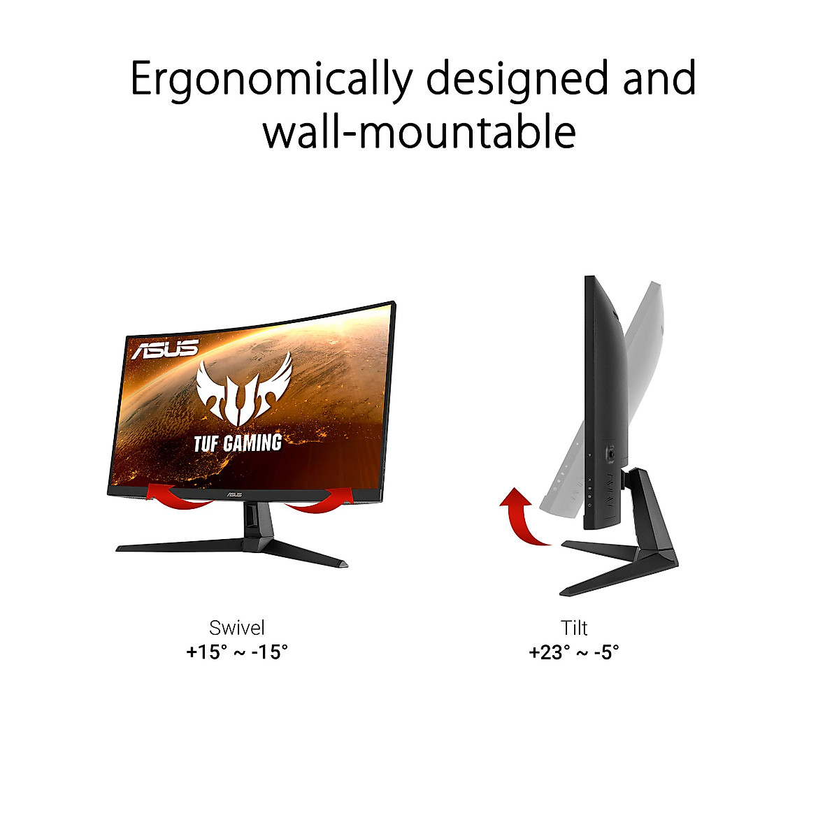 ASUS TUF Gaming VG27VH1B 27” Curved Monitor, 1080P Full HD, 165Hz (Supports 144Hz), Extreme Low Motion Blur, Adaptive-sync, FreeSync Premium, 1ms, Eye Care, HDMI D-Sub (Renewed)