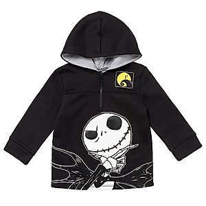 Disney Nightmare Before Christmas Jack Skellington Little Boys Fleece Half Zip Hoodie Black 6