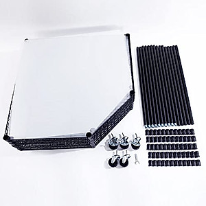 Wire Shelving 6 Tiers Polygonal Corner Shelf, Metal Storage Standing Rack with Wheels, Corner Wire Shelf for Kitchen, Garage and Living Room( US Shipping) (Black)