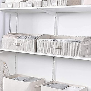 StorageWorks Closet Baskets, Fabric Baskets for Closet Shelves, Foldable Trapezoid Storage Bins, Mixing of Nature & Blue, 3-Pack