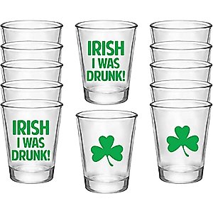 Your Dream Party Shop Irish I was Drunk - St Patrick's Day Shot Glasses - 1.75oz Green St Patty's Day Shot Glasses, Set of 12 St. Patrick Day Drinking Glasses, Irish Gifts Shot Glasses