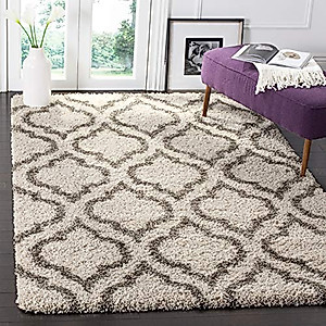 SAFAVIEH Hudson Shag Collection 2' x 3' Ivory/Grey SGH284A Moroccan Non-Shedding Living Room Bedroom Dining Room Entryway Plush 2-inch Thick Accent Rug
