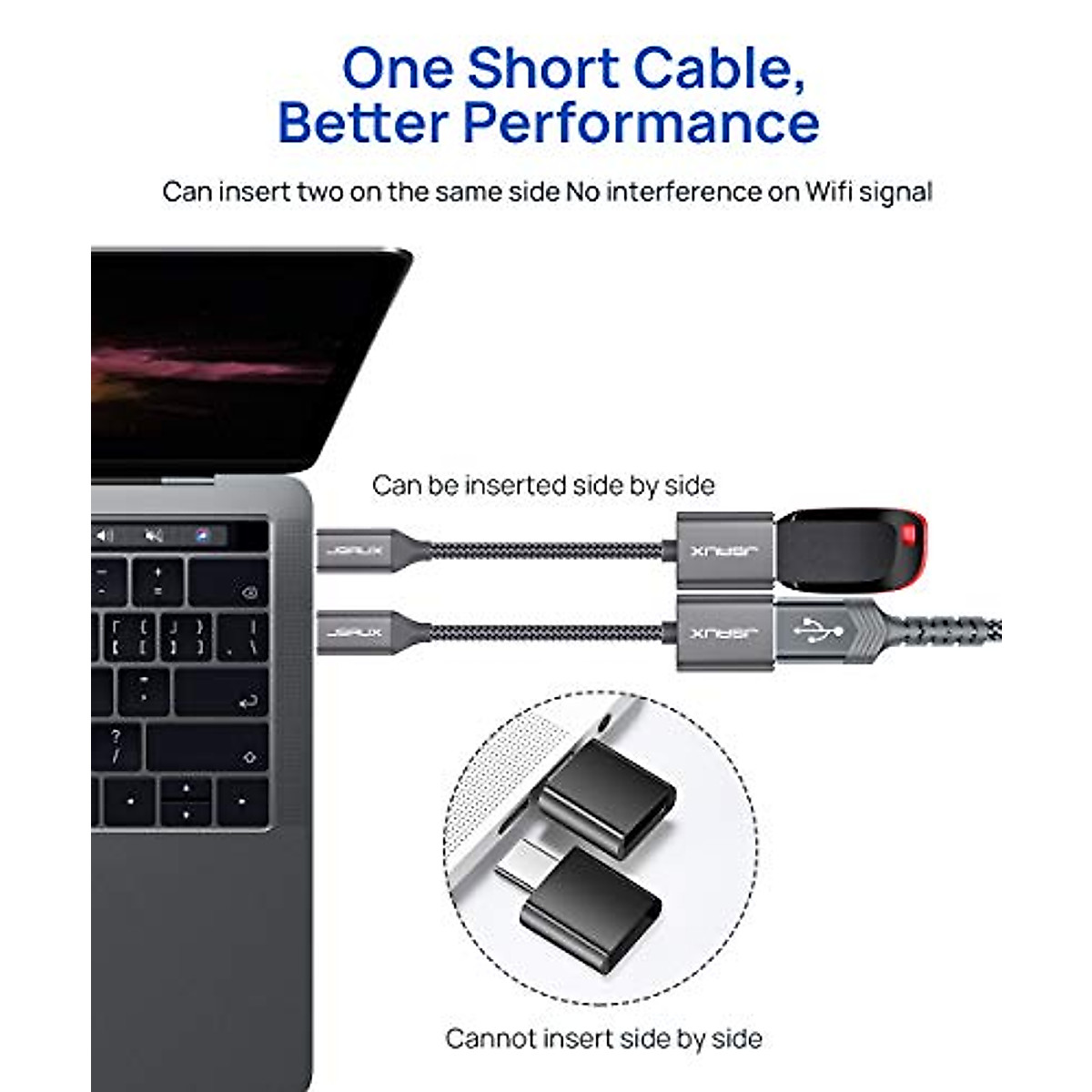 USB C to USB Adapter [2 Pack], JSAUX USB Type C Male to USB 3.0 Female OTG Cable Thunderbolt3 to USB Adapter Compatible with MacBook Pro/Air 2019 2018 2017, Samsung Galaxy S20 S20+ Ultra Note 10 S9 S8