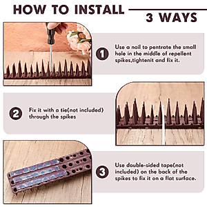 Geetery 40 Pack Bird Spikes, Bird Spikes for Outside Squirrel Pigeon Spikes Bird Spikes for Cat Animal Outside Plastic Fence Spikes for Garden Wall Railing Roof (Brown)