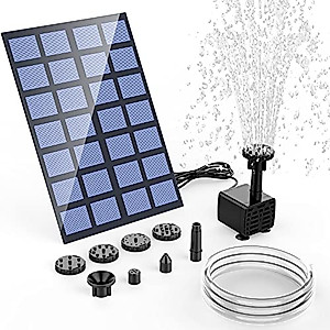 Solar Fountain Pump with Panel - AMZTime 2.5W DIY Solar Water Pump Kit with 6 Nozzles and 4ft Water Pipe, Solar Powered Fountain for Bird Bath, Fish Tank, Outdoor Pond, Patio Garden