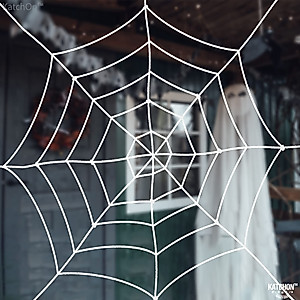 KatchOn, Halloween Spider Web Outdoor - Large, 8 Feet | Spider Web Rope | Round Rope Spider Web Decoration, Spider Webs Halloween Decorations | Halloween Party Decorations, Halloween Yard Decorations