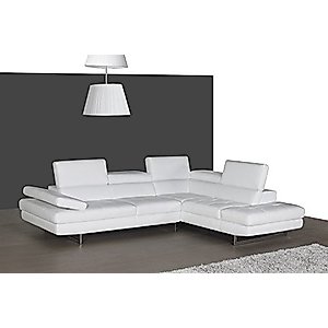 J&M FURNITURE A761 Italian Leather Sectional White, Modern