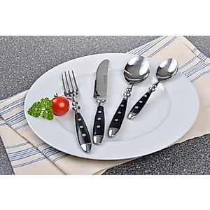 24-pcs cutlery set forged type with black handles and rivets@30 pieces incl.