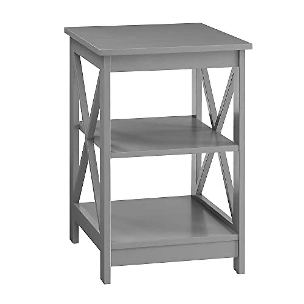 Convenience Concepts Oxford End Table with Shelves, Gray & Oxford 5 Tier Corner Bookcase, Gray