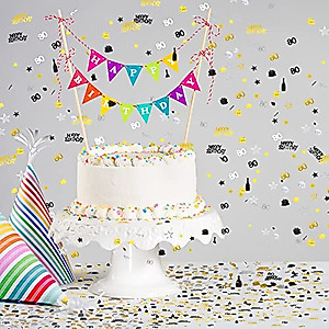 3000 Pieces Table Confetti Happy Birthday Confetti Table Confetti Birthday Cake Confetti Foil Metallic Sequins Confetti for Table Cake Party Decoration Anniversary DIY Craft Supplies (80th)