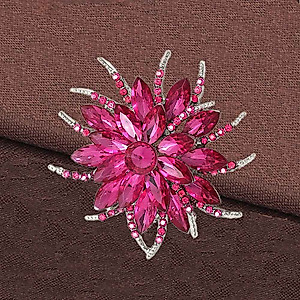 Ezing 4Pcs Pink Brooch Lot with Rhinestone Crystal Wedding Fashion Jewelry (Pink)