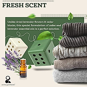 Moth Dice – Dried Lavender & Cedar Blocks Alternative – Clothes Drawer and Linen Closet Freshener – Cedarwood and Lavender Essential Oils
