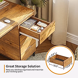 CubiCubi Computer Desk with 4 Drawers, 47 Inch Home Office Desk with Storage, Modern Study Writing Desk for Bedroom,Fir