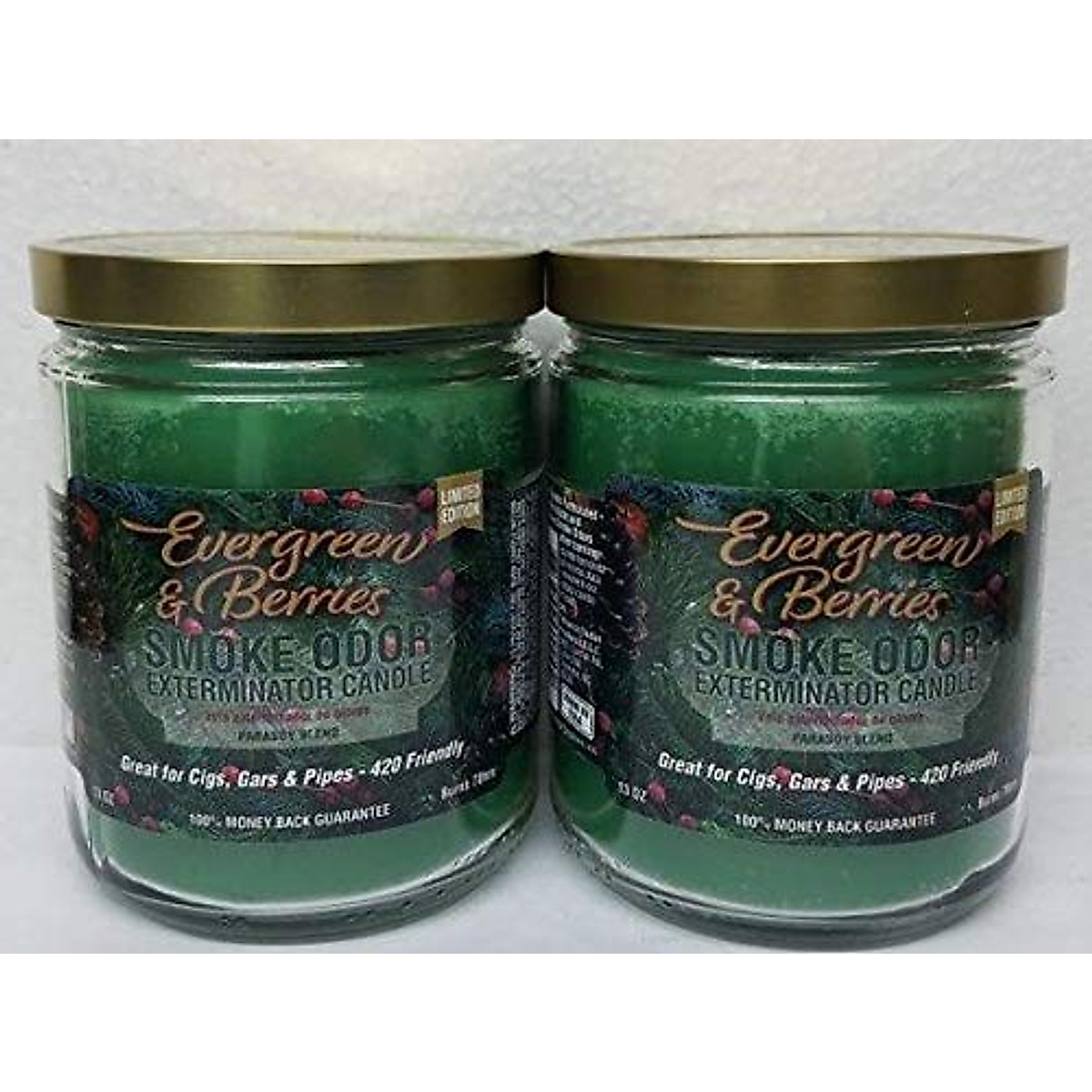 Smoke Odor Exterminator 13oz Jar Candles (Evergreen & Berries, 2)