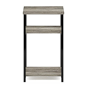 Furinno Just 3-Tier Metal Frame End Table with Storage Shelves, 1-Pack, French Oak