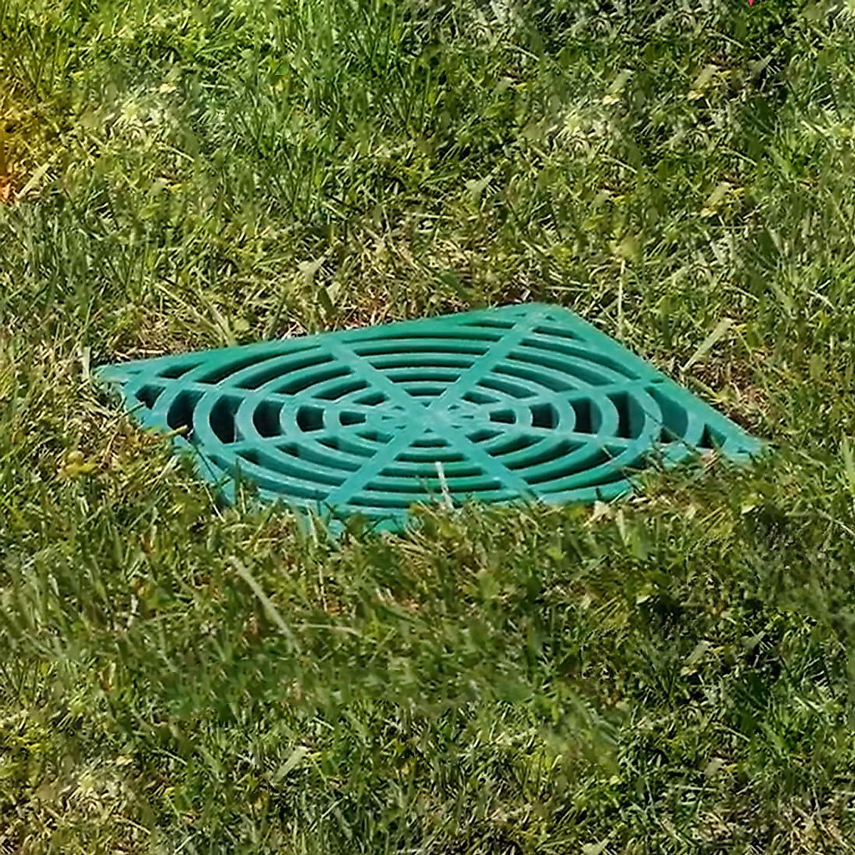 StormDrain 12" Outdoor Catch Basin Flat Square Grate Cover - Superior Strength and Durability, Green