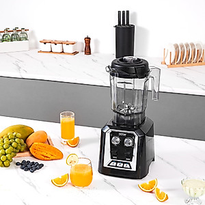 VEVOR Professional Blender, Commercial Countertop Blenders, 68 oz Jar Blender Combo, Stainless Steel 3 Functions Blender, for Frozen Drinks, Shakes, Smoothies, Peree, and Crush Ice, Black