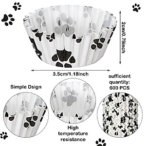 Pinkunn 600 count Dog Paw Design Mini Cupcake Liner Baking Cups Paper Small Candy Cups Making Supplies White Baking Cupcake Liner Supplies Holiday Muffin Chocolate Making Wrappers for Party Favors
