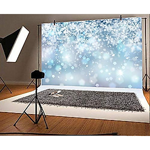 LFEEY 7x5ft Falling Snowflake Portrait Backdrops for Photography Winter Ice Snow Flakes Photo Shoot Newborn Kids Baby Adults Wedding Photo Background Vinyl Photo Booth Props