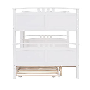 Lifeand Full-Over-Full Bunk Bed with Twin Size Trundle,Separable Bunk Bed for Bedroom,White