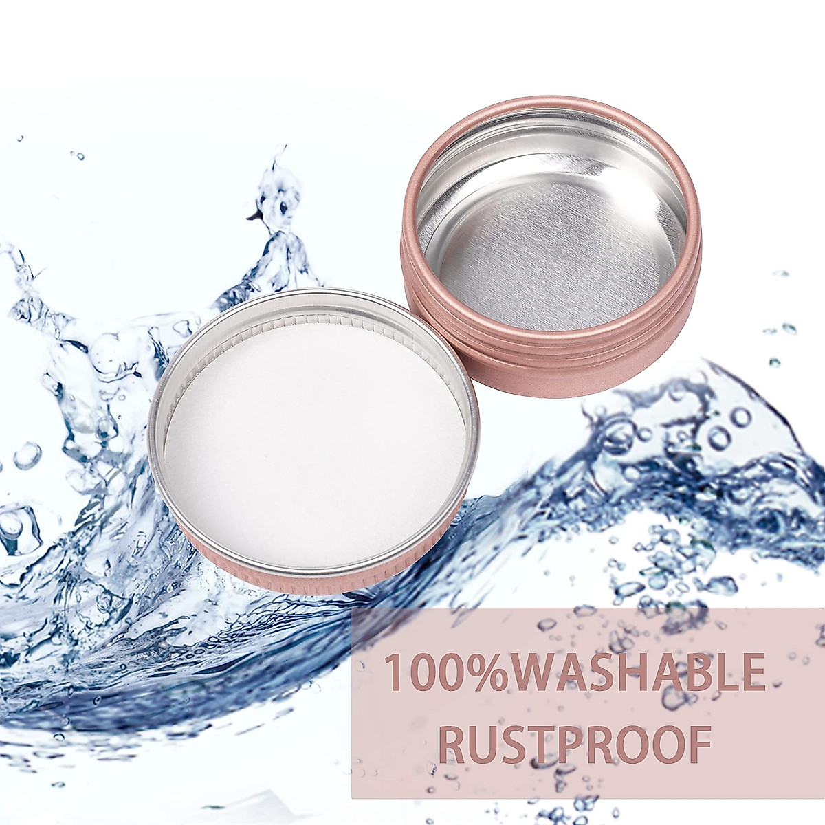 0.5 oz Screw Top Aluminum Tin Jar with Screw Lid and Blank Labels (Rose Gold - Pack of 32)