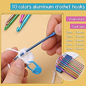 IMZAY 110 Pcs Crochet Hooks Set, Crochet Kit Crochet Hooks Kit with Storage Case, Ergonomic Knitting Needles Blunt Needles Stitch Marker DIY Hand Knitting Craft Art Tools for Beginners-Purple